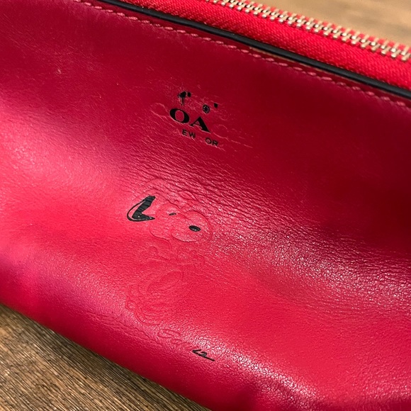 Coach | Bags | Faded Coach Red Leather Snoopy Peanuts Pouch Vintage ...
